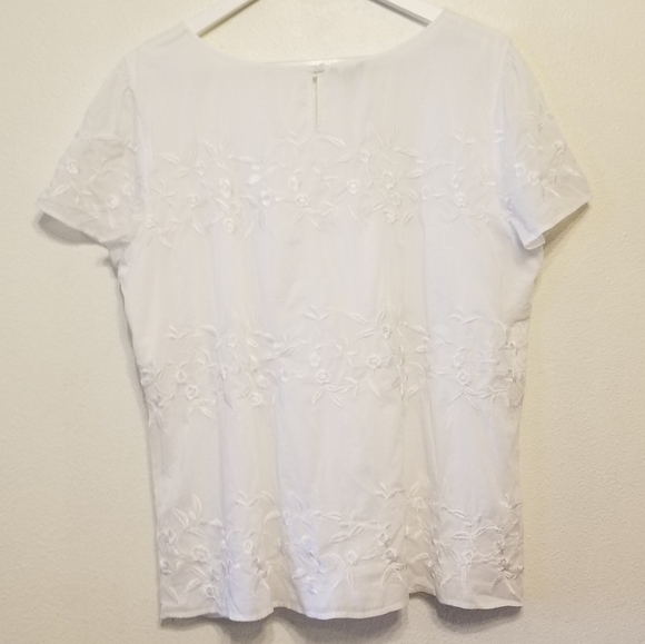 Talbots | Tops | Talbots Embroidered Floral Shortsleeve Top White ...